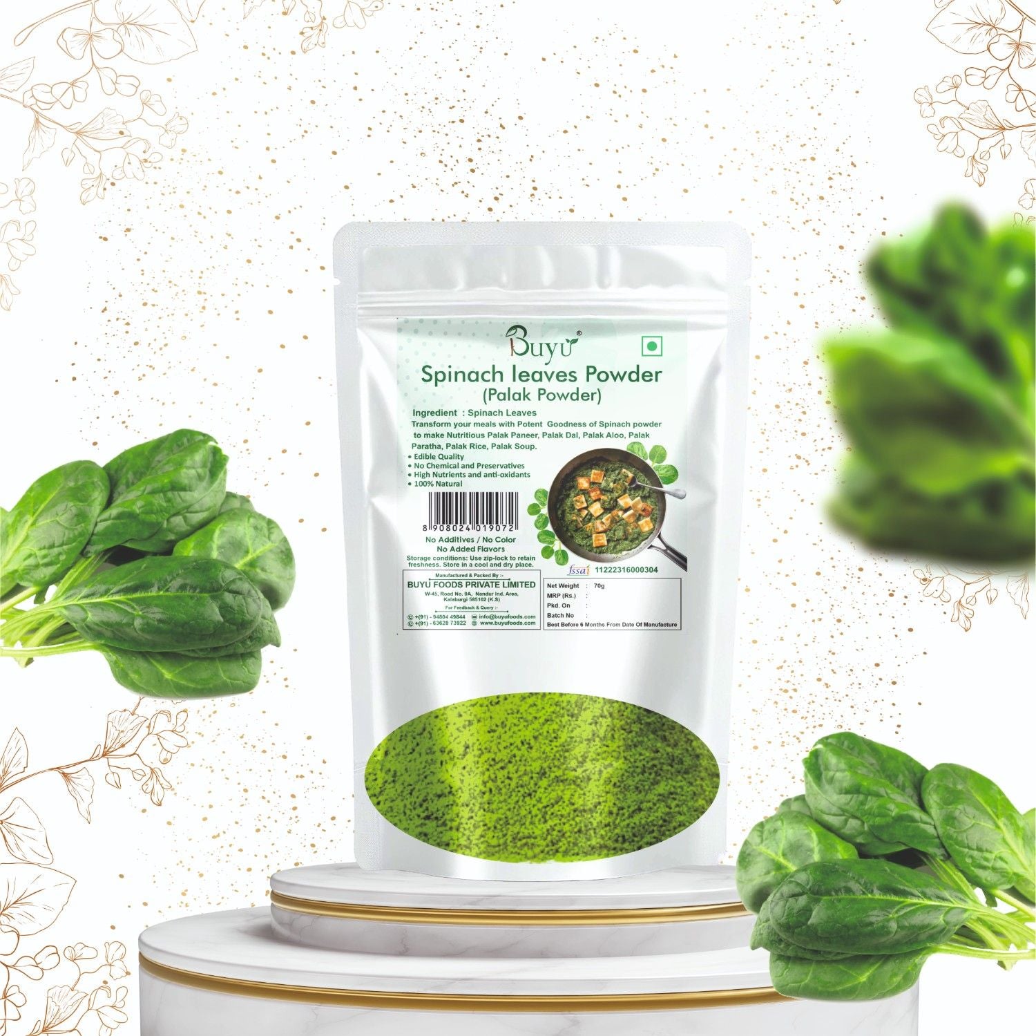 Buy 100% Pure Spinach Leaf Powder 100g Online | Superfood | Buyu Foods